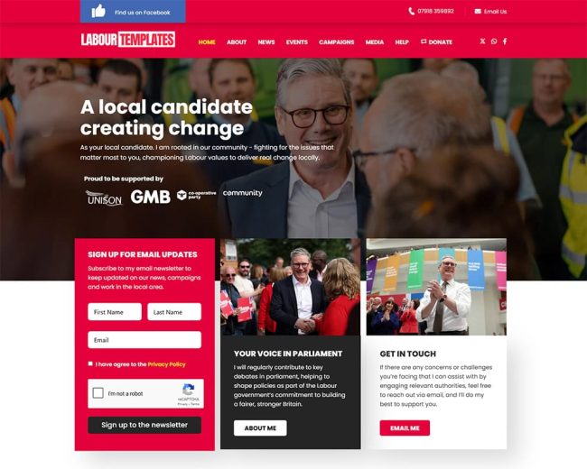 Labour Website Template | News, Campaigns, Events, Surgeries...