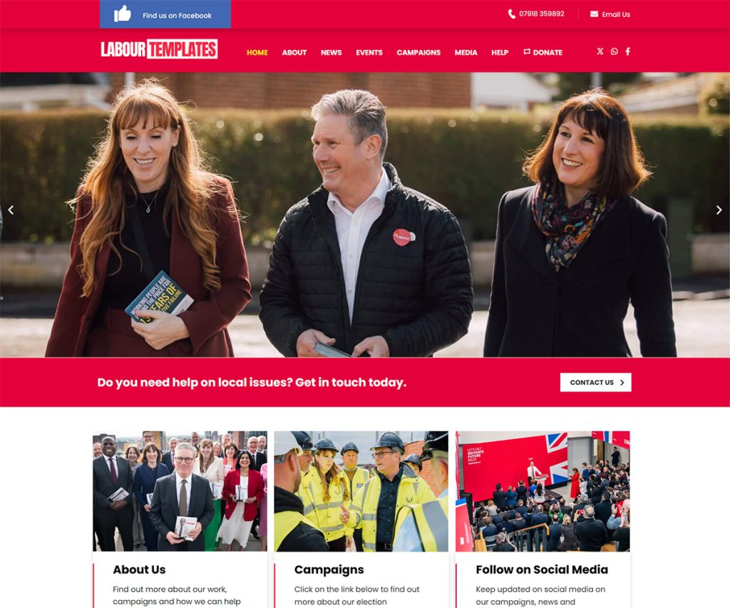 Labour Website Template | News, Campaigns, Events, Surgeries...