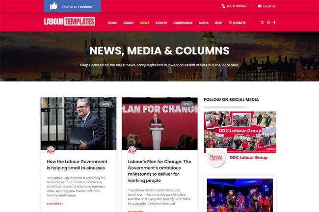 Labour Website Template | News, Campaigns, Events, Surgeries...